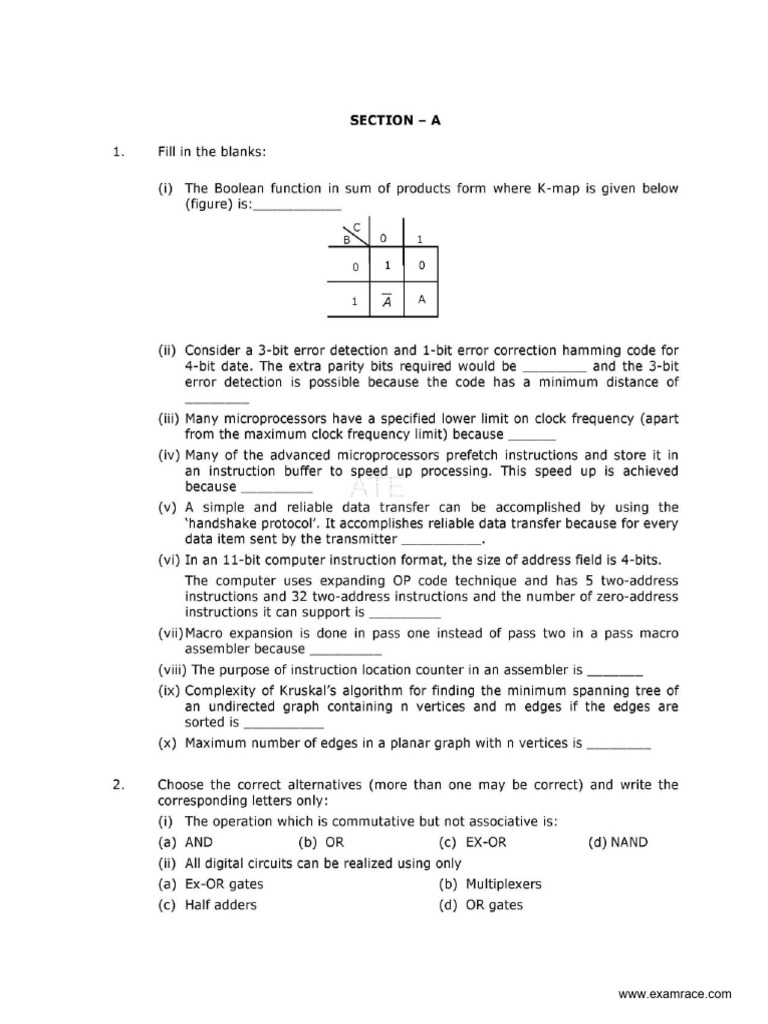 Gate 1992 | PDF | Central Processing Unit | Computer Programming