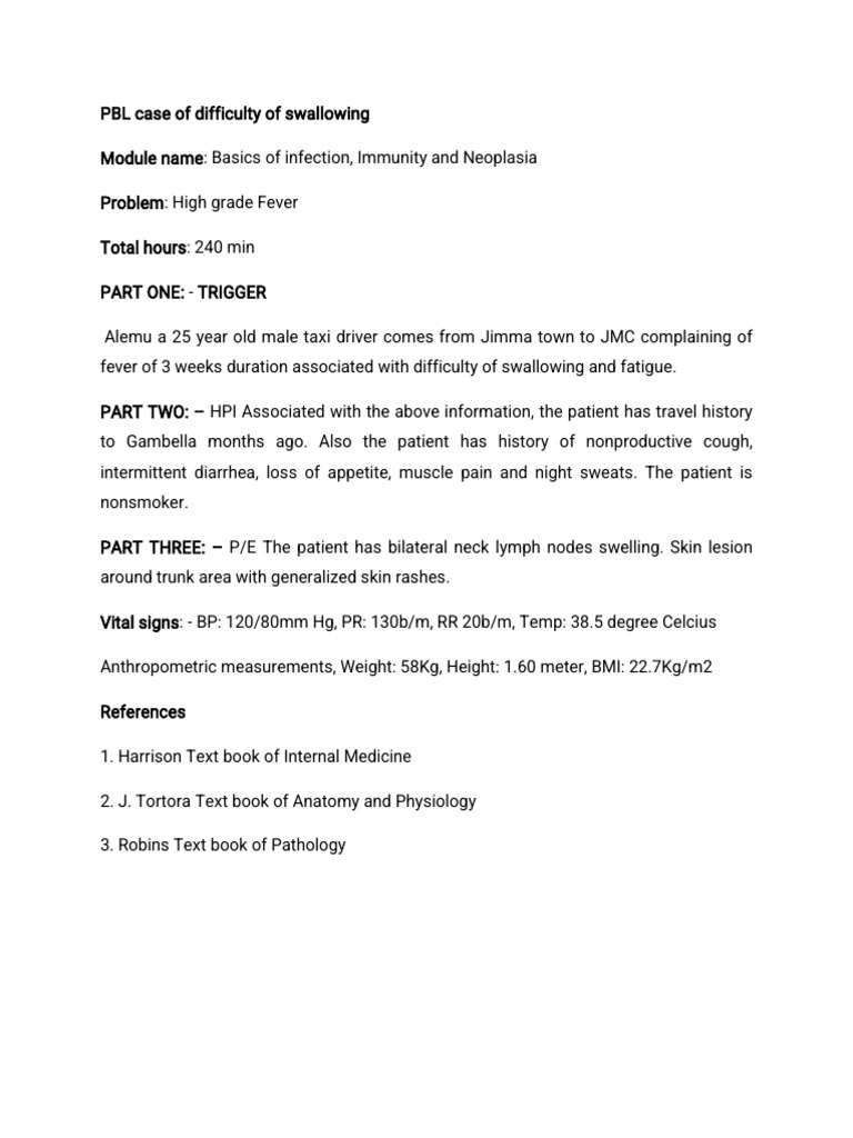 PBL Case of Difficulty of Swallowing | PDF