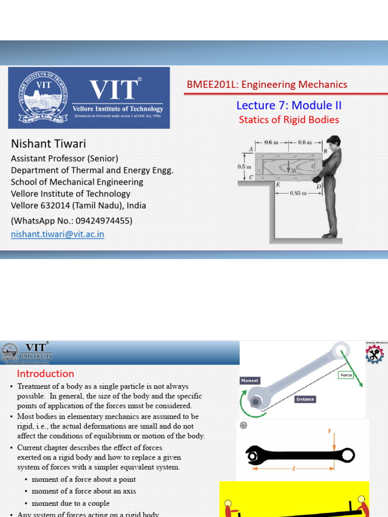 6-Principle of Transmissibility, Moment of A Force About A Point and An Axis, Couples and Force ...