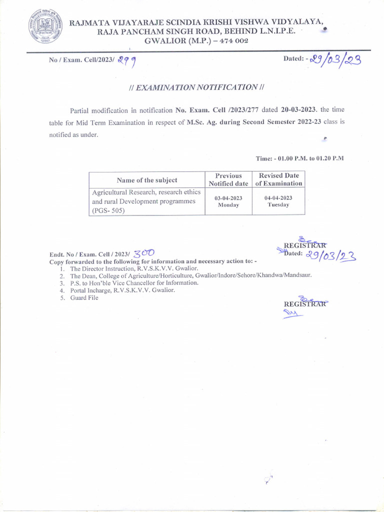 Modified Time Table PG II Sem 29.03.23 | PDF