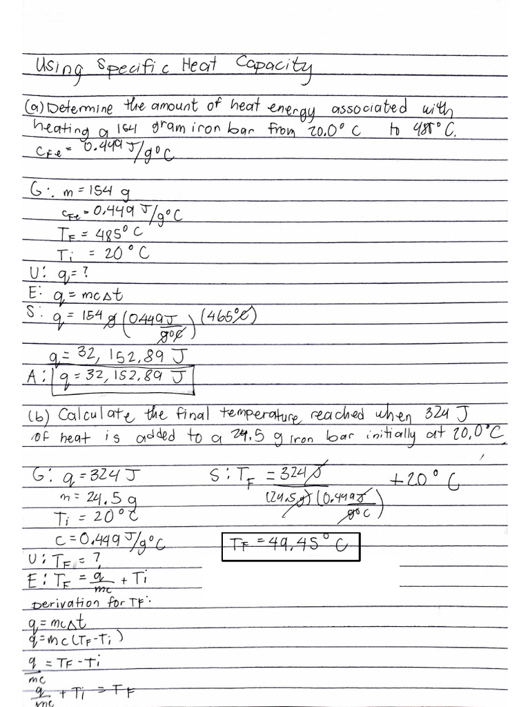Calorimetry Problem Set 1 | PDF