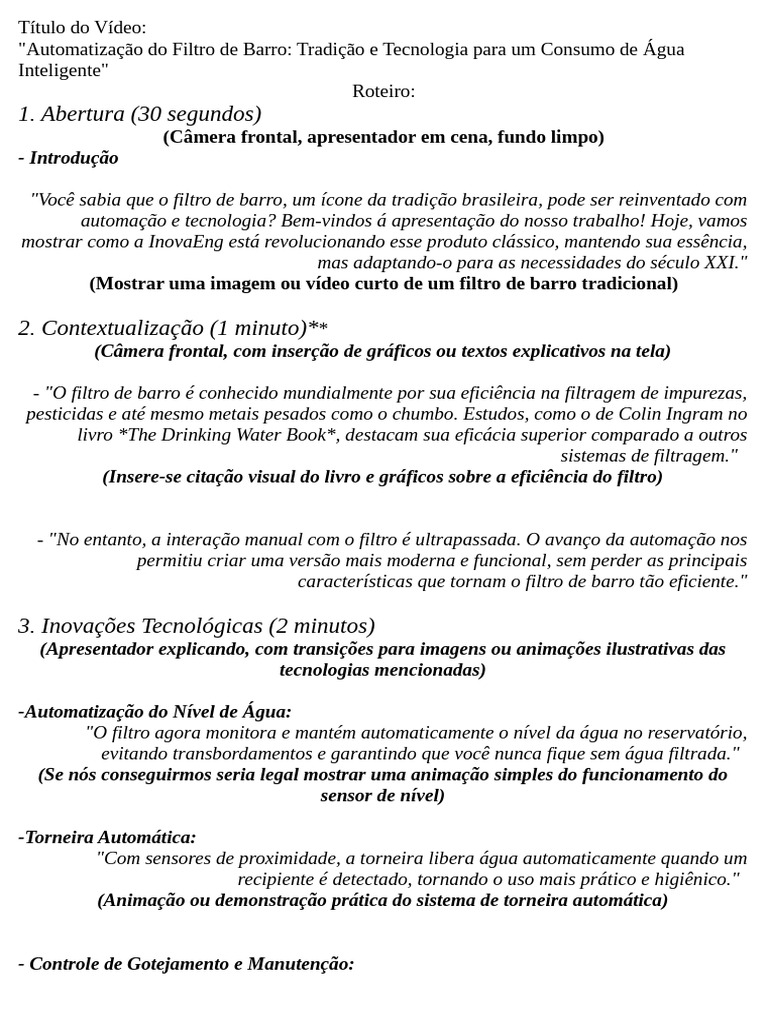 Trabalho Video Rotiero | PDF | Automação | Câmera