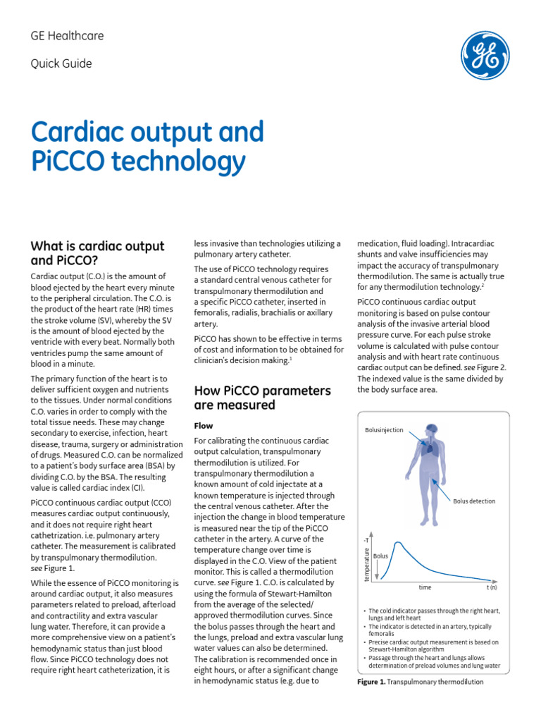 Cardiac Output and Picco Quick Guide | PDF | Heart | Circulatory System