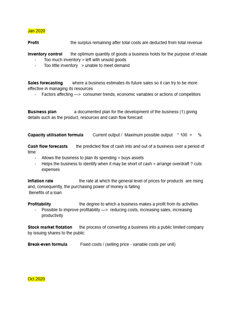 2020 -2021 definitions | PDF | Profit (Economics) | Inventory