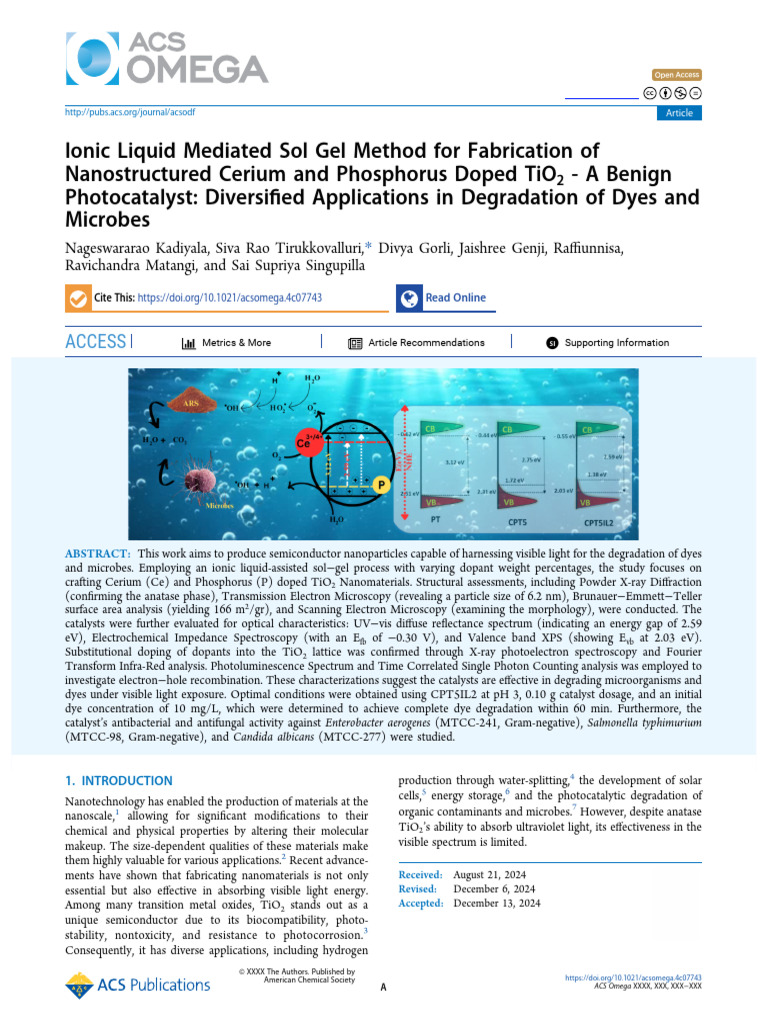 Acs | PDF | Titanium Dioxide | Emission Spectrum