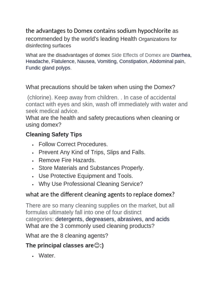 Domex: Pros, Cons, and Safety Tips | PDF