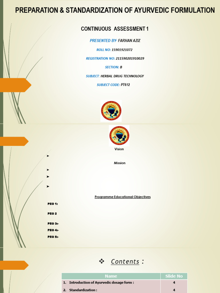 Ayurvedic Formulation Guide | PDF | Tablet (Pharmacy) | Thin Layer Chromatography