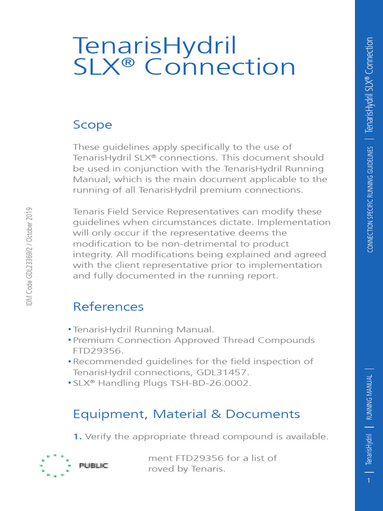 Tenaris Hydril SLX | PDF | Pipe (Fluid Conveyance) | Elevator