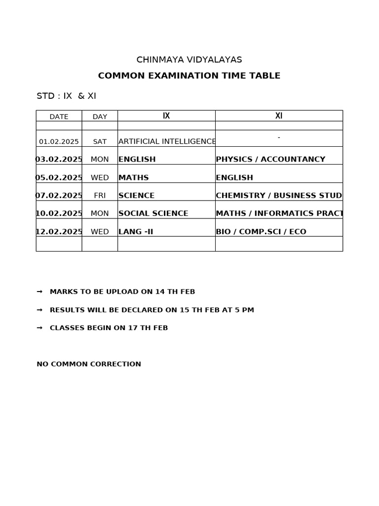 IX - & - XI - TIME - TABLE | PDF