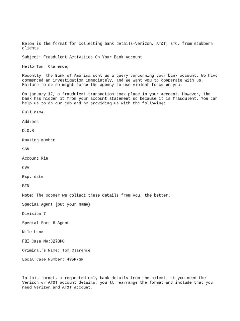 FBI Message For Collecting Details. | PDF