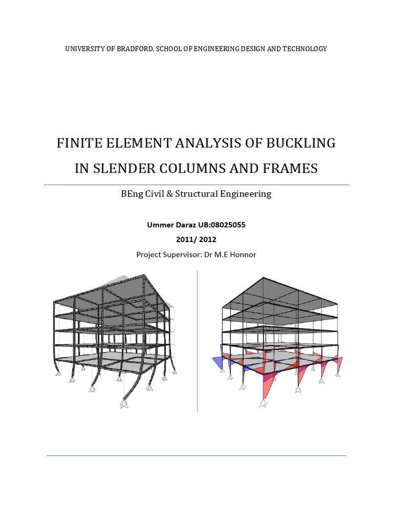 BEng Dissertation - Finite Element Analysis of Bucking in Slender Columns and Frames | PDF ...