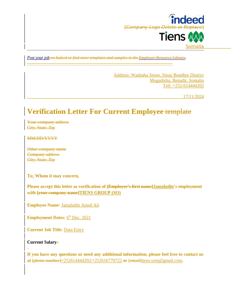 Verification-letter-templates-and-samples-—-Indeed | PDF | Business