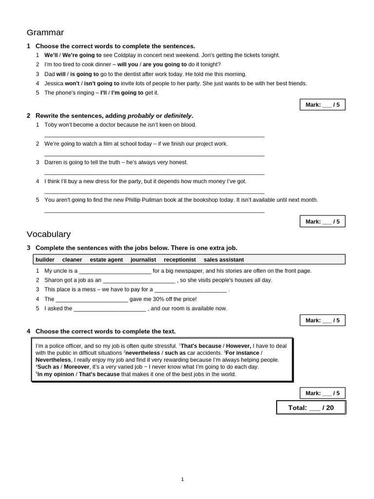 U5 Bus Grammar Exercises | PDF