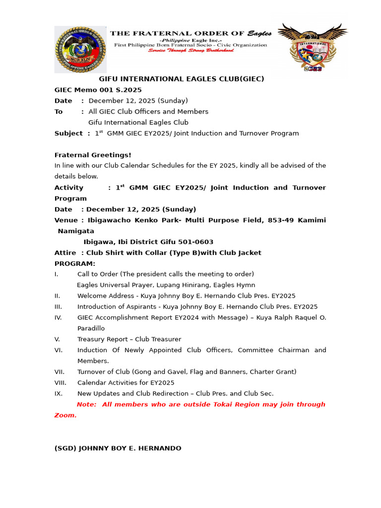 GIEC 1st GMM & Induction Program 2025 | PDF