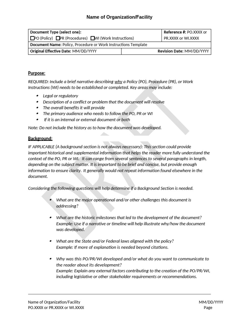 Policy and Procedure Template Guide | PDF | Policy