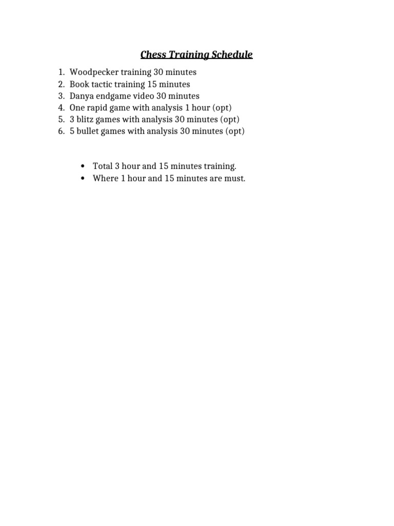 Chess Training Plan Overview | PDF
