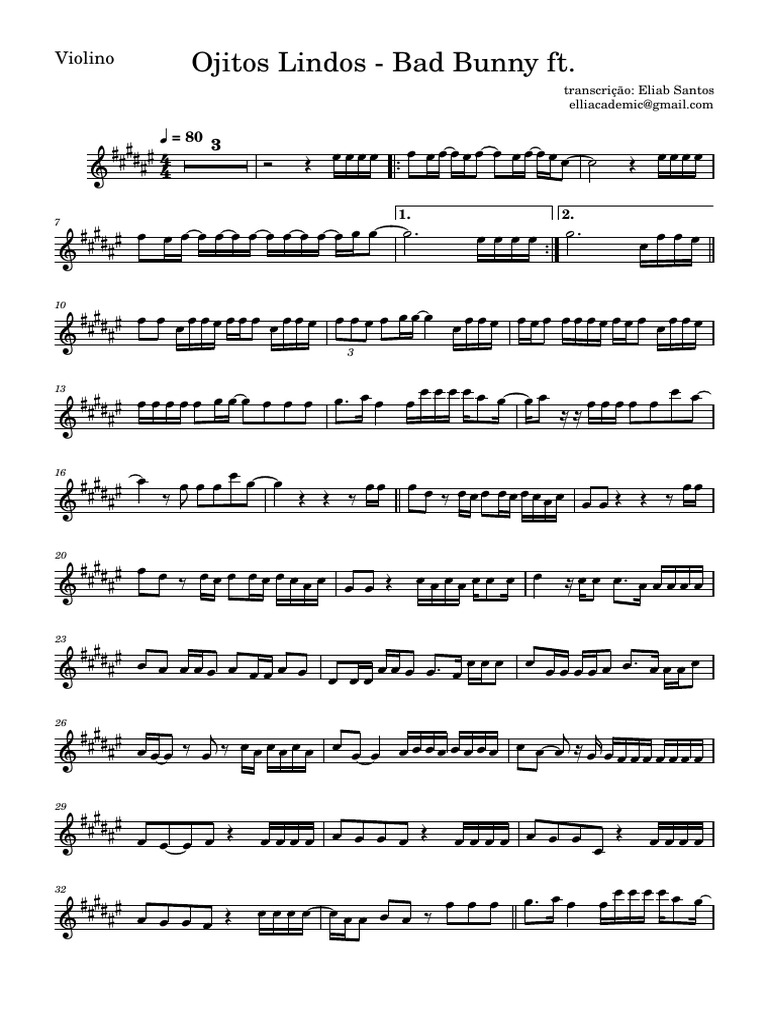 Ojitos Lindos Violin Sheet Music | PDF
