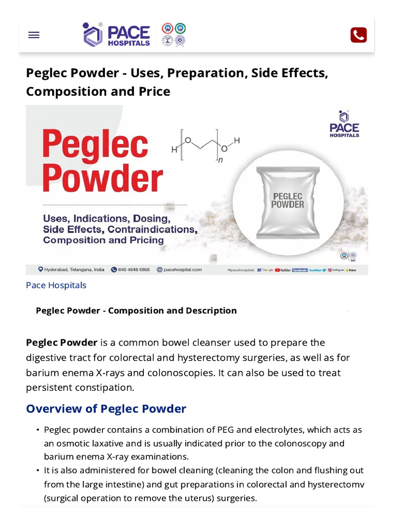 Peglec Powder - Use, Preparation, Side Effect, Composition, Price | PDF ...