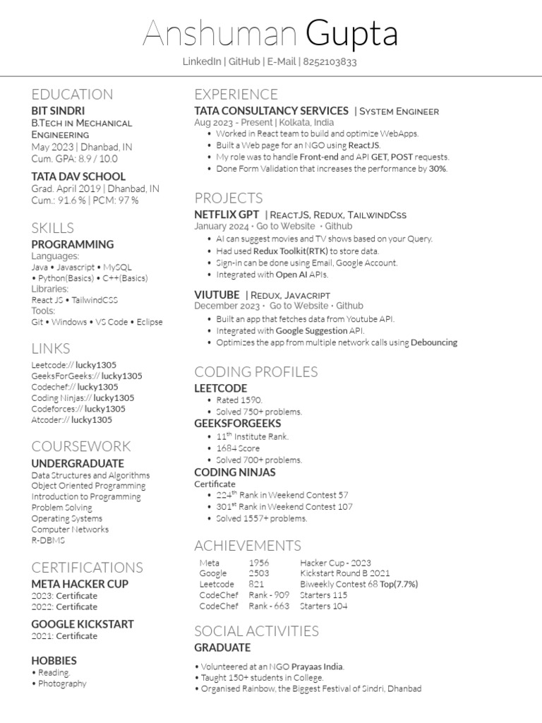Anshuman Gupta Resume | PDF | Systems Architecture | Information Technology