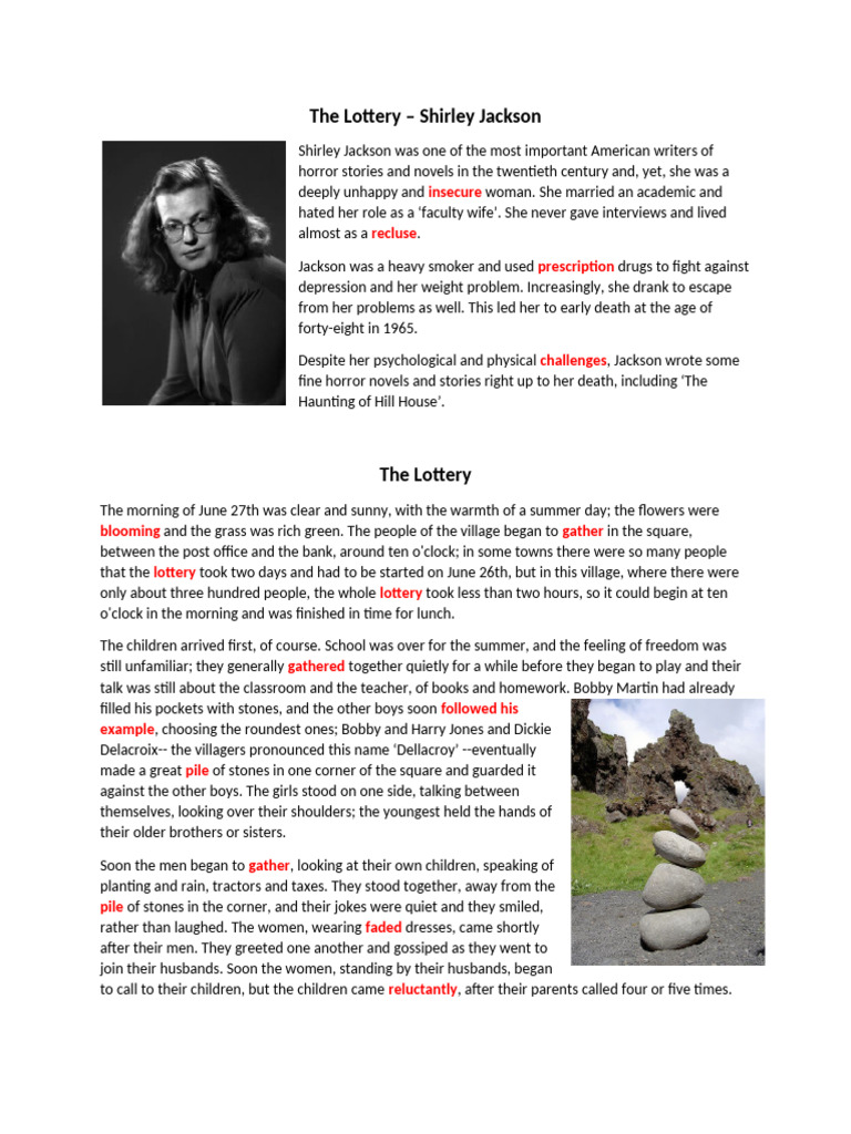 Shirley Jackson The Lottery 1 | PDF