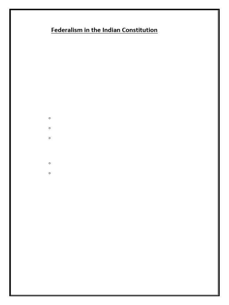 Federalism in The Indian Constitution | PDF