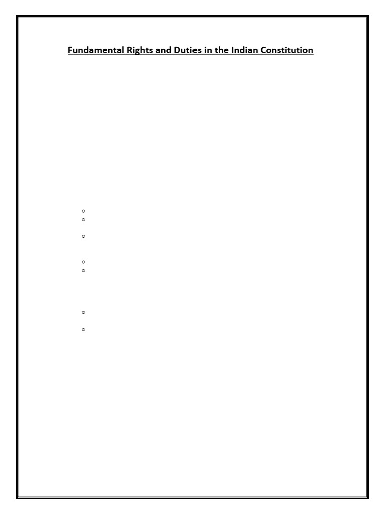 Fundamental Rights and Duties in The Indian Constitution | PDF