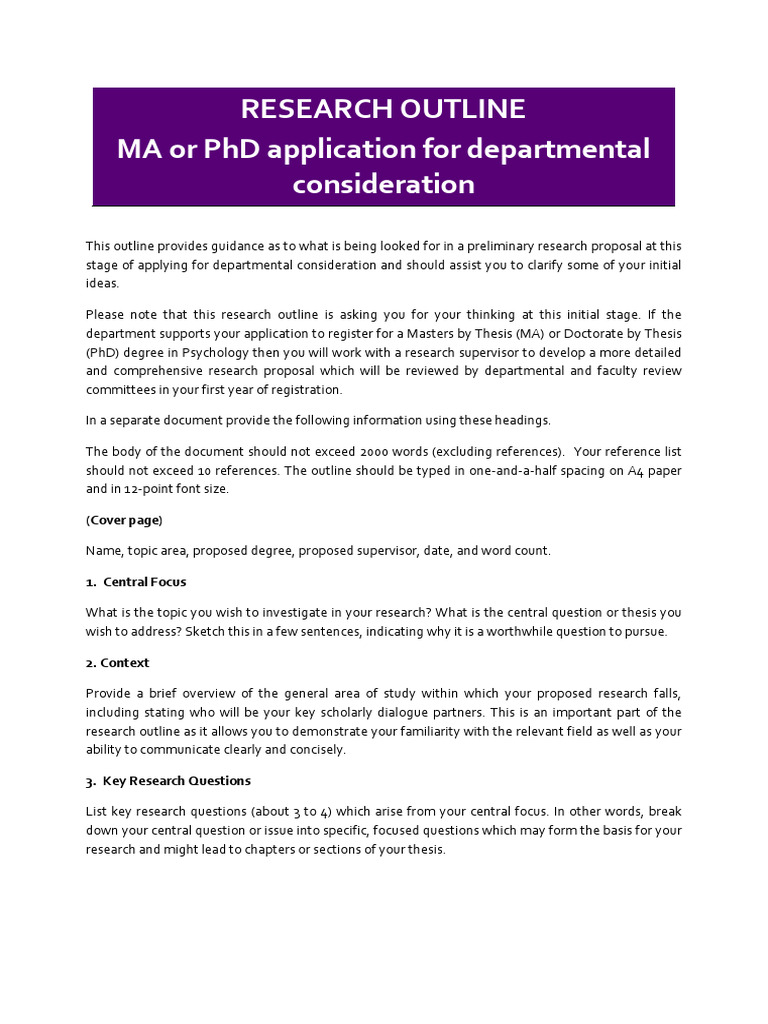 Masters/PhD Research Proposal Outline | PDF | Thesis | Doctor Of Philosophy