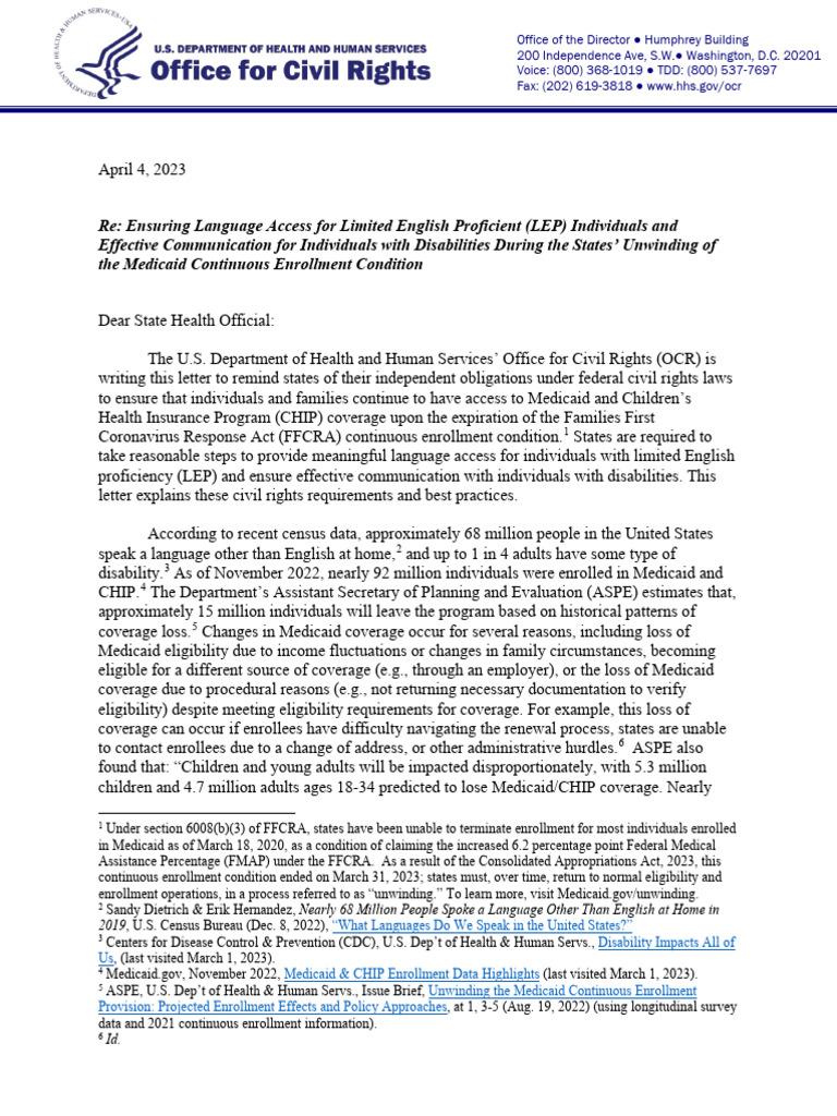 Medicaid Unwinding Letter | PDF | Medicaid | Americans With ...
