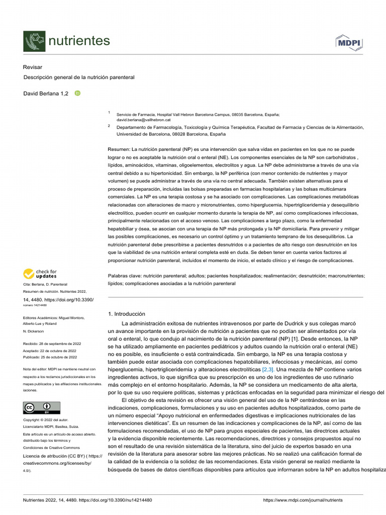 Parenteral Nutrition Overview (1) | PDF | Especialidades Medicas | Medicina CLINICA