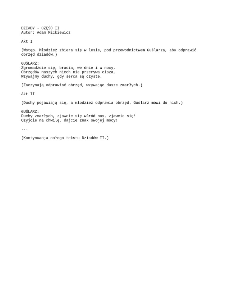 Dziady Czesc II | PDF