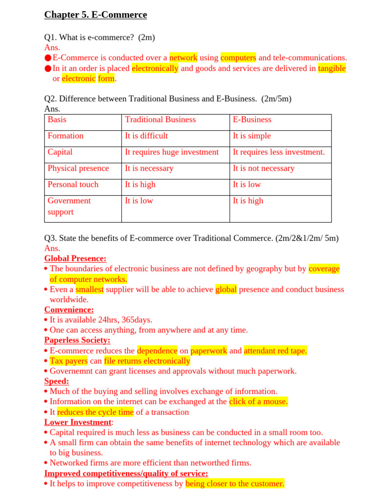 Chapter 5. E-Commerce Notes | PDF | E Commerce | Supply Chain Management