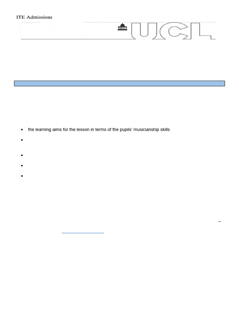 PGCE Music Interview Prep Guide | PDF | Lesson Plan | Cognition