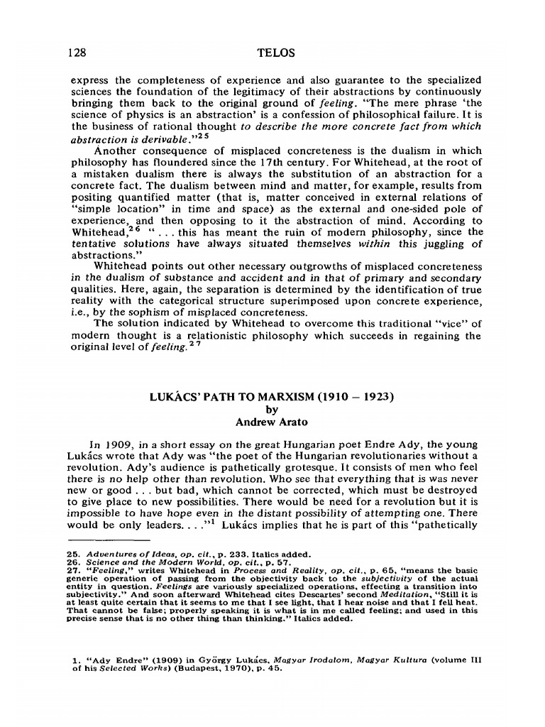 Lukacs' Path To Marxism (1910 - 1923) | PDF | Georg Wilhelm Friedrich ...