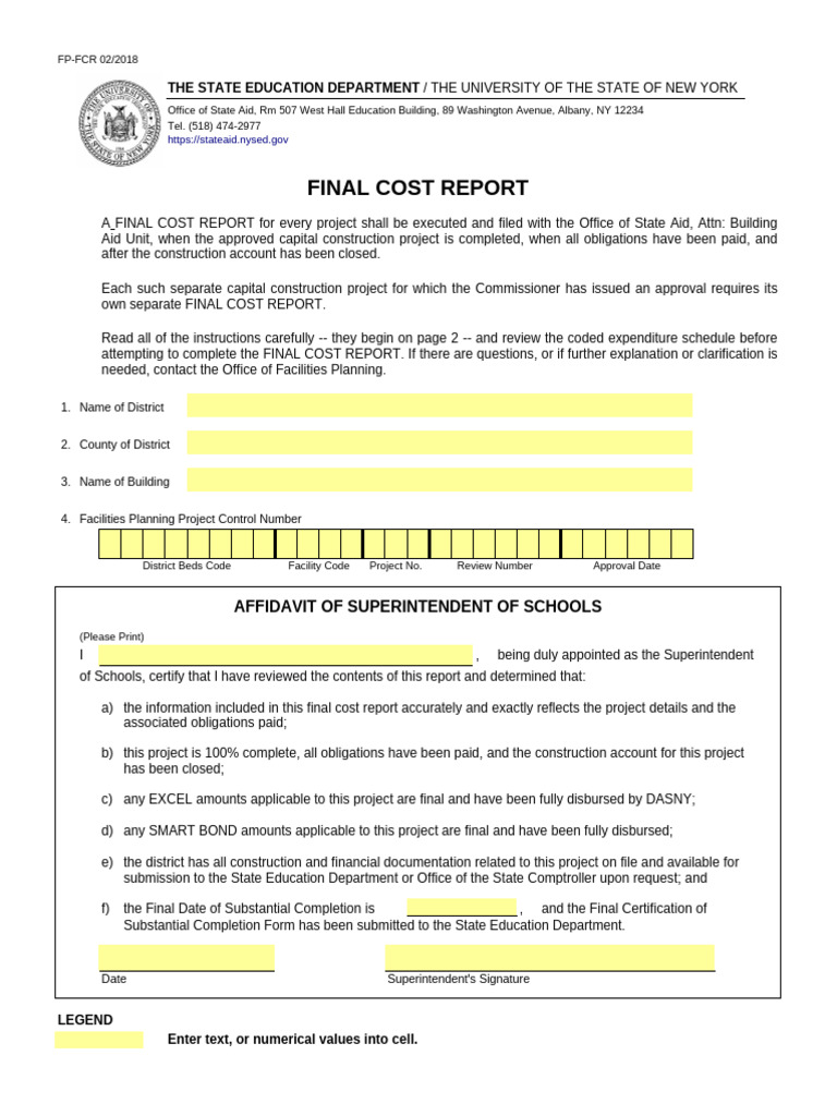 Final Cost Report Instructions for Schools | PDF | Expense