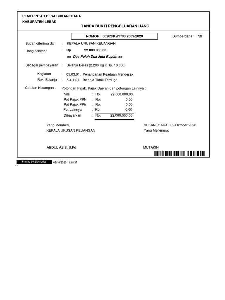 Kwitansi Beras | PDF