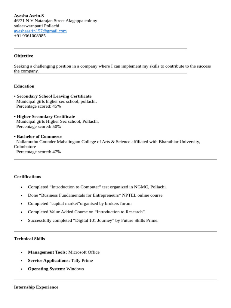 Ayesha Resume | PDF
