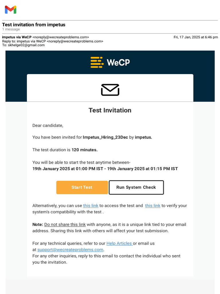 Gmail - Test invitation from impetus | PDF