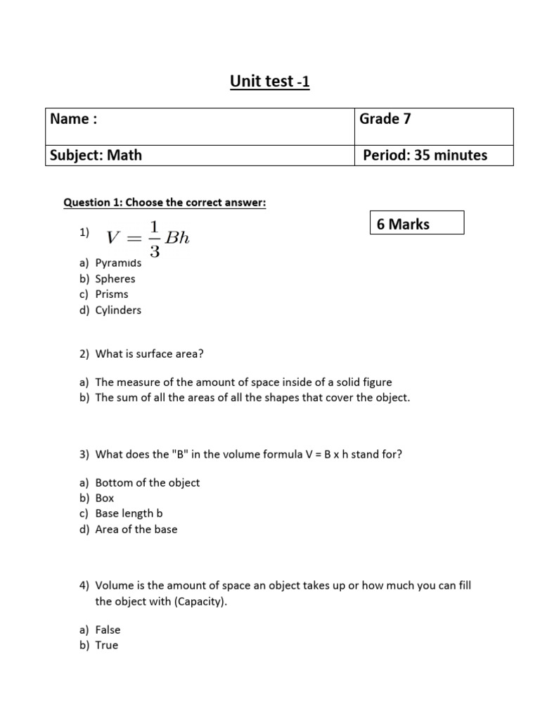GR 7 UNIT TEST | PDF