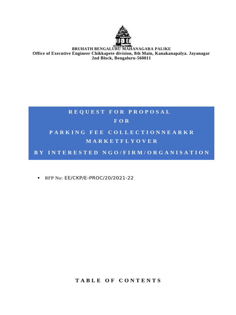 parking fee collection kr market flyover tender document | PDF ...