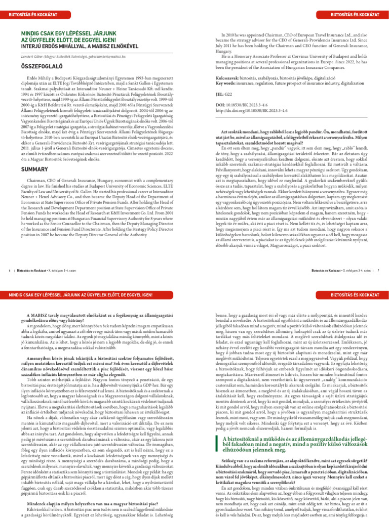 Biztositas Es Kockazat 10 Evf 3 4 Szam 1 Cikk | PDF