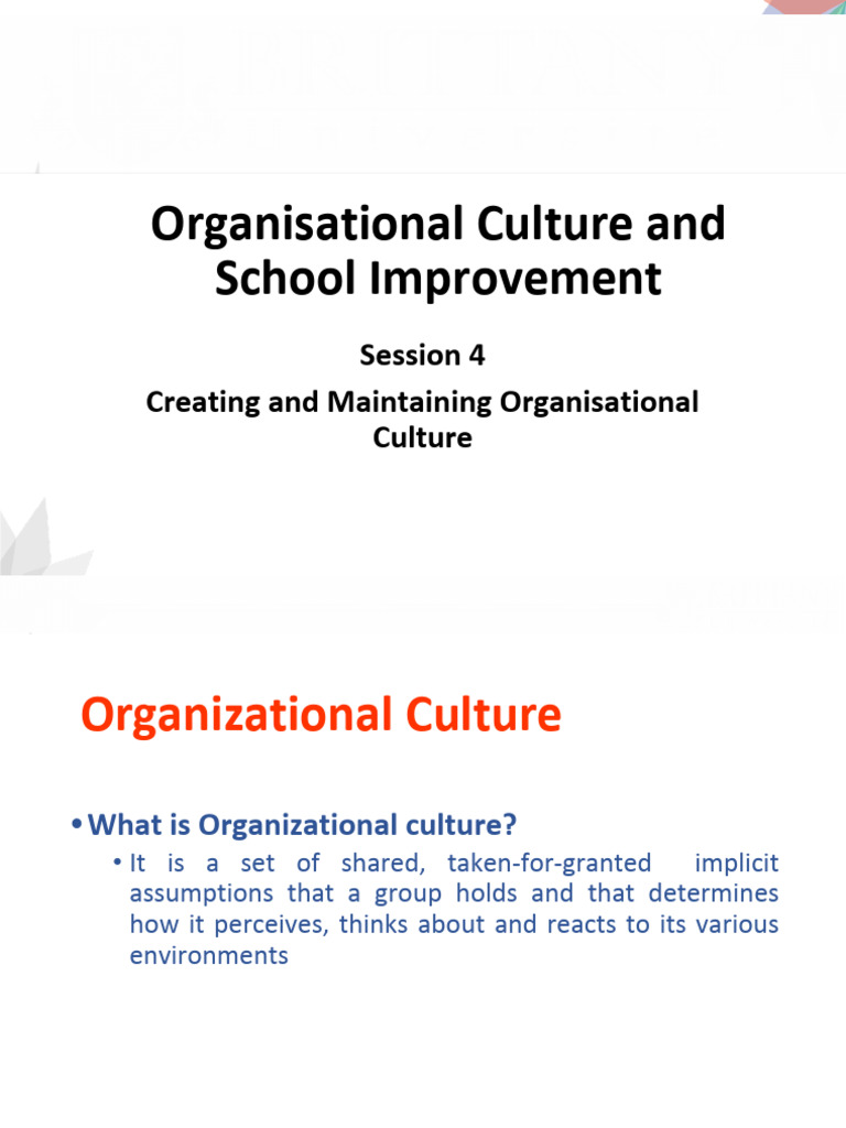 Session 4 Creating and Maintaining Organisational Culture | PDF ...