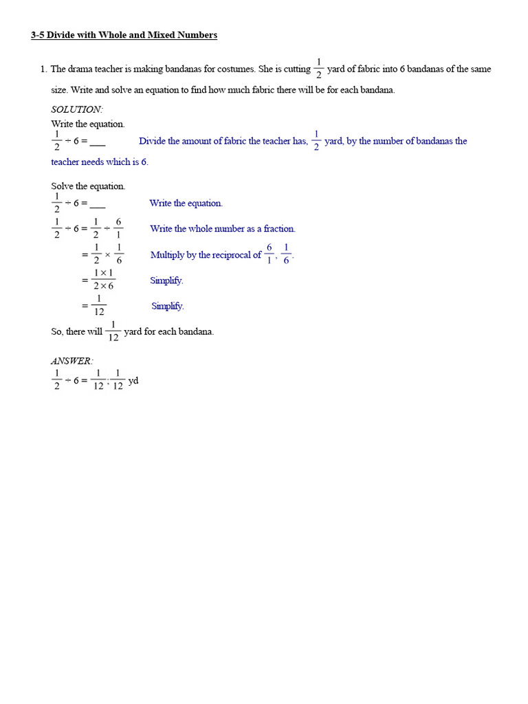 Divide With Whole and Mixed Numbers | PDF | Numbers | Mathematical Concepts