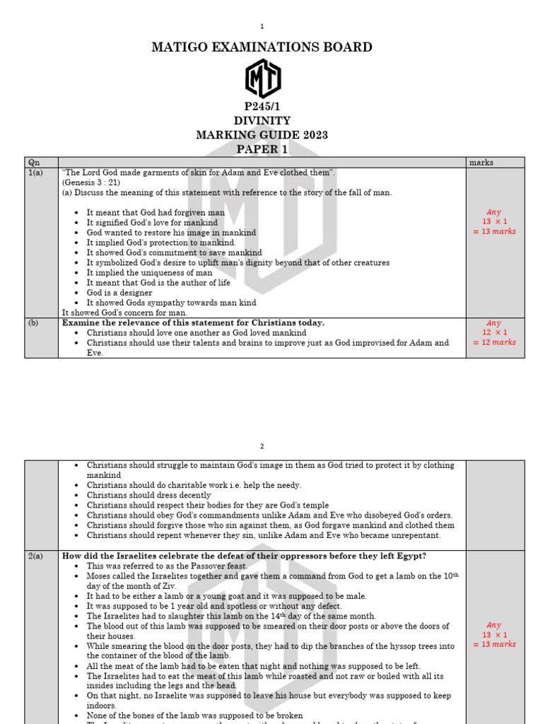 Matigo Mocks Uace Div 1 Guide 2023 | PDF | David | Hosea