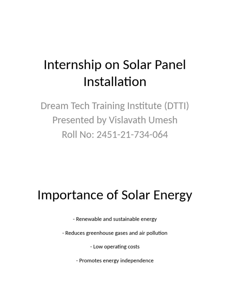 Internship Solar Panel Installation Presentation | PDF