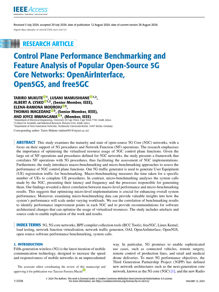 5G Core Networks: Control Plane Benchmarking | PDF | Thread (Computing) | Process (Computing)