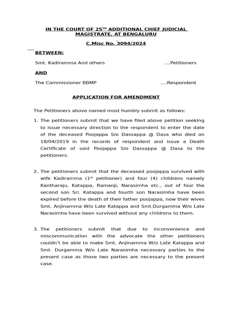 Amendment Application- Death Certificate | PDF | Affidavit | Government