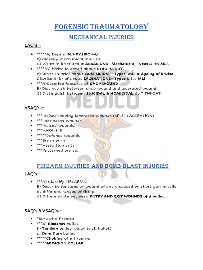 Forensic Traumatology: Injury Types & Analysis | PDF