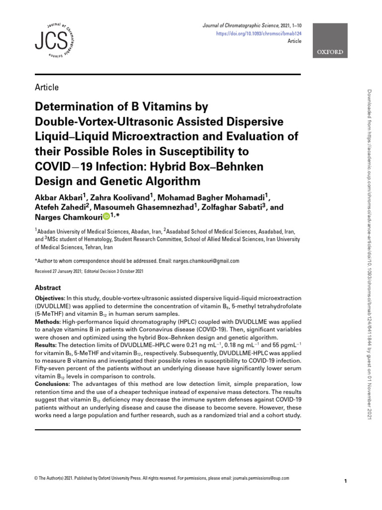 Determination of B Vitamins by Double Vo | PDF | High Performance ...