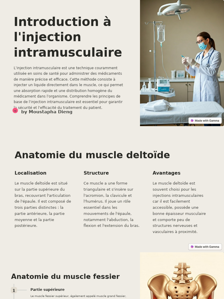 Guide sur l'injection intramusculaire | PDF | Genou | Bras