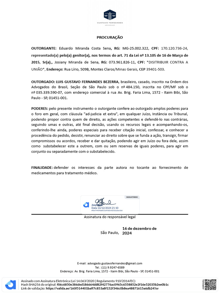 Procuração para Fornecimento de Medicamentos | PDF | Justiça | Crime e ...